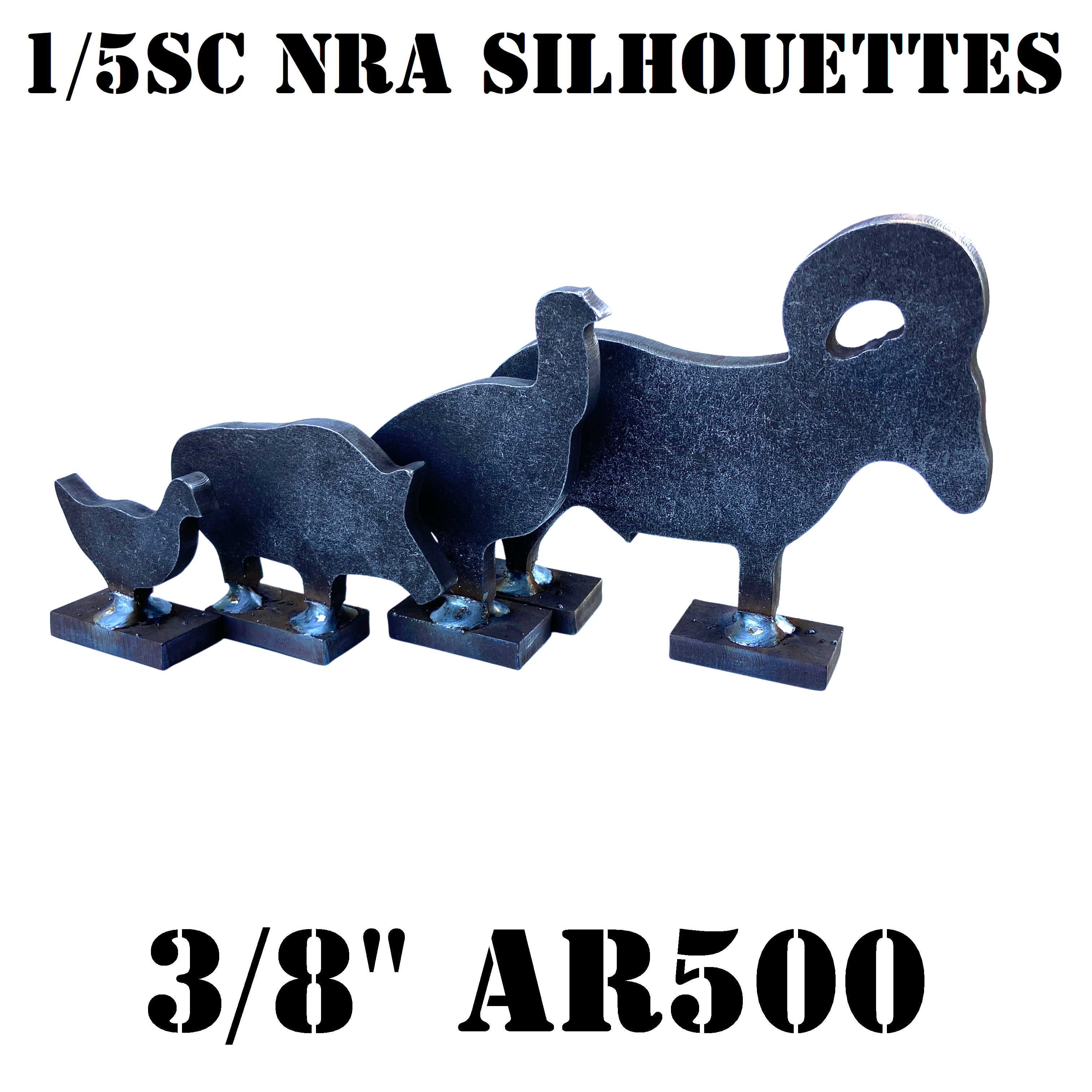 1/5sc. NRA/IHMSA 3/8" AR500 Steel Metallic Silhouettes - .22LR/High Po ...