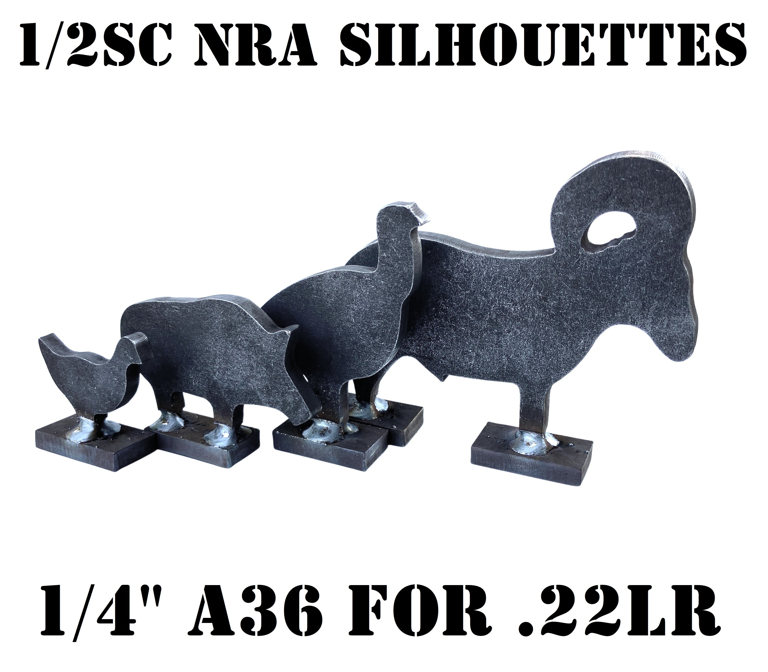 1/2sc IHMSA/NRA .22LR Welded Metallic Silhouette Rifle Targets - 4pc 1 ...