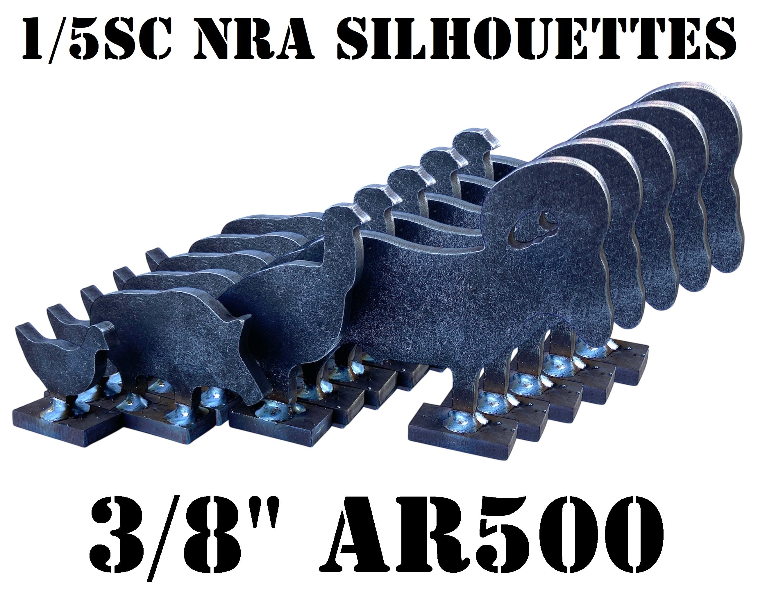 1/5sc. NRA/IHMSA 3/8" AR500 Steel Metallic Silhouettes - .22LR/High Po ...