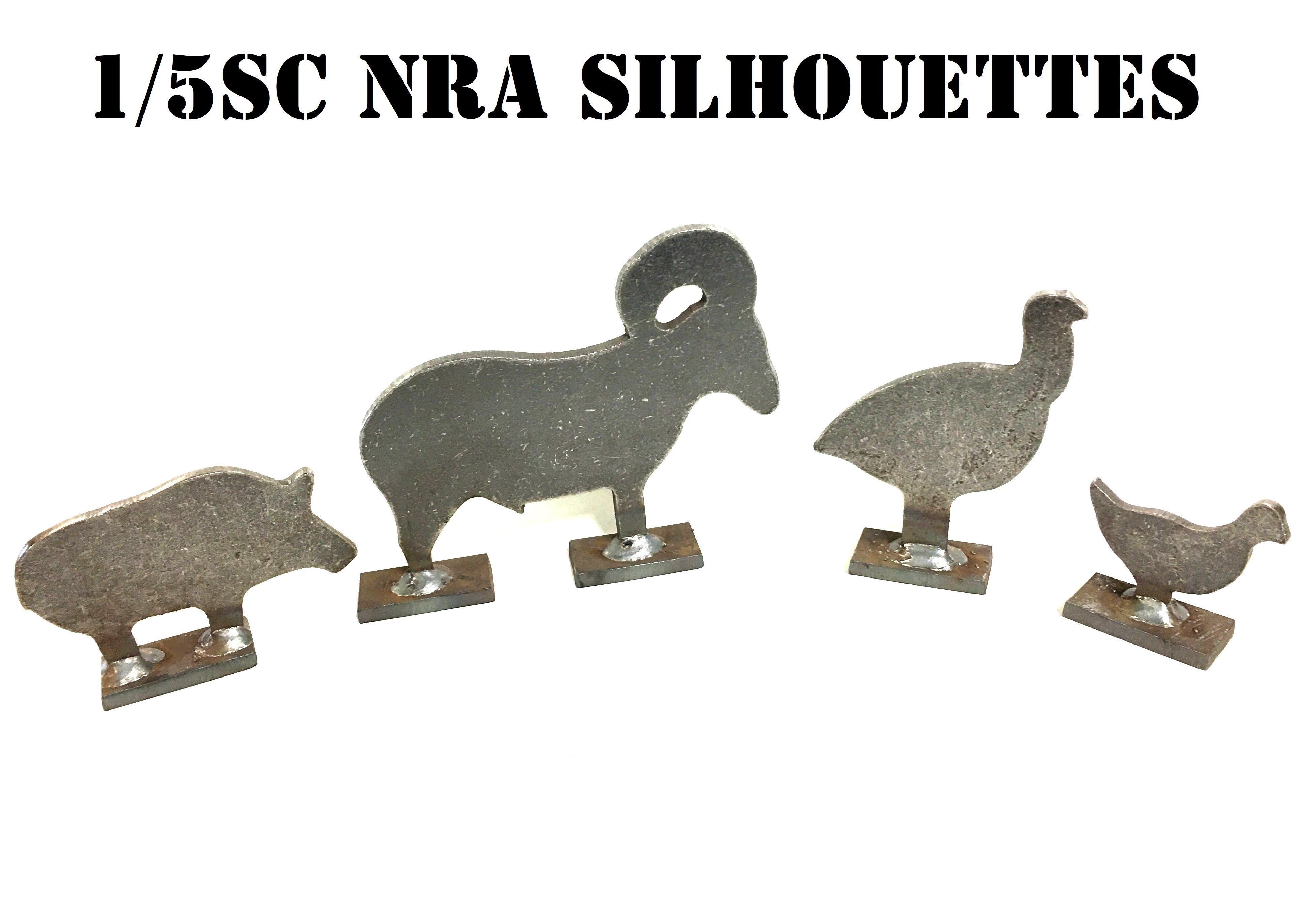 4pc 1/5sc. NRA/IHMSA Metallic Silhouettes - 1/4" Mild Steel 22LR Rimfi ...
