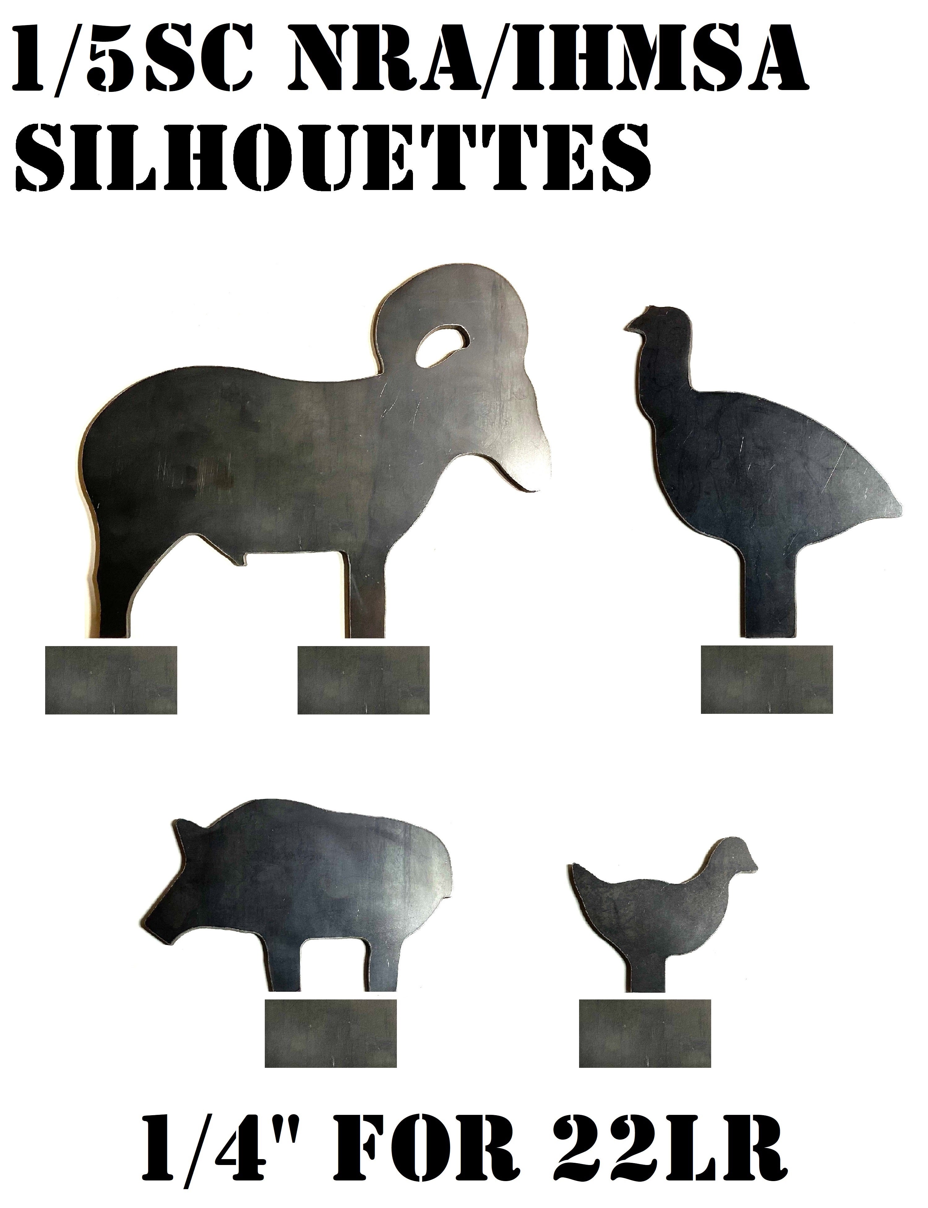 4pc 1/5sc. NRA/IHMSA Metallic Silhouette .22LR Rimfire Small Bore Anim ...