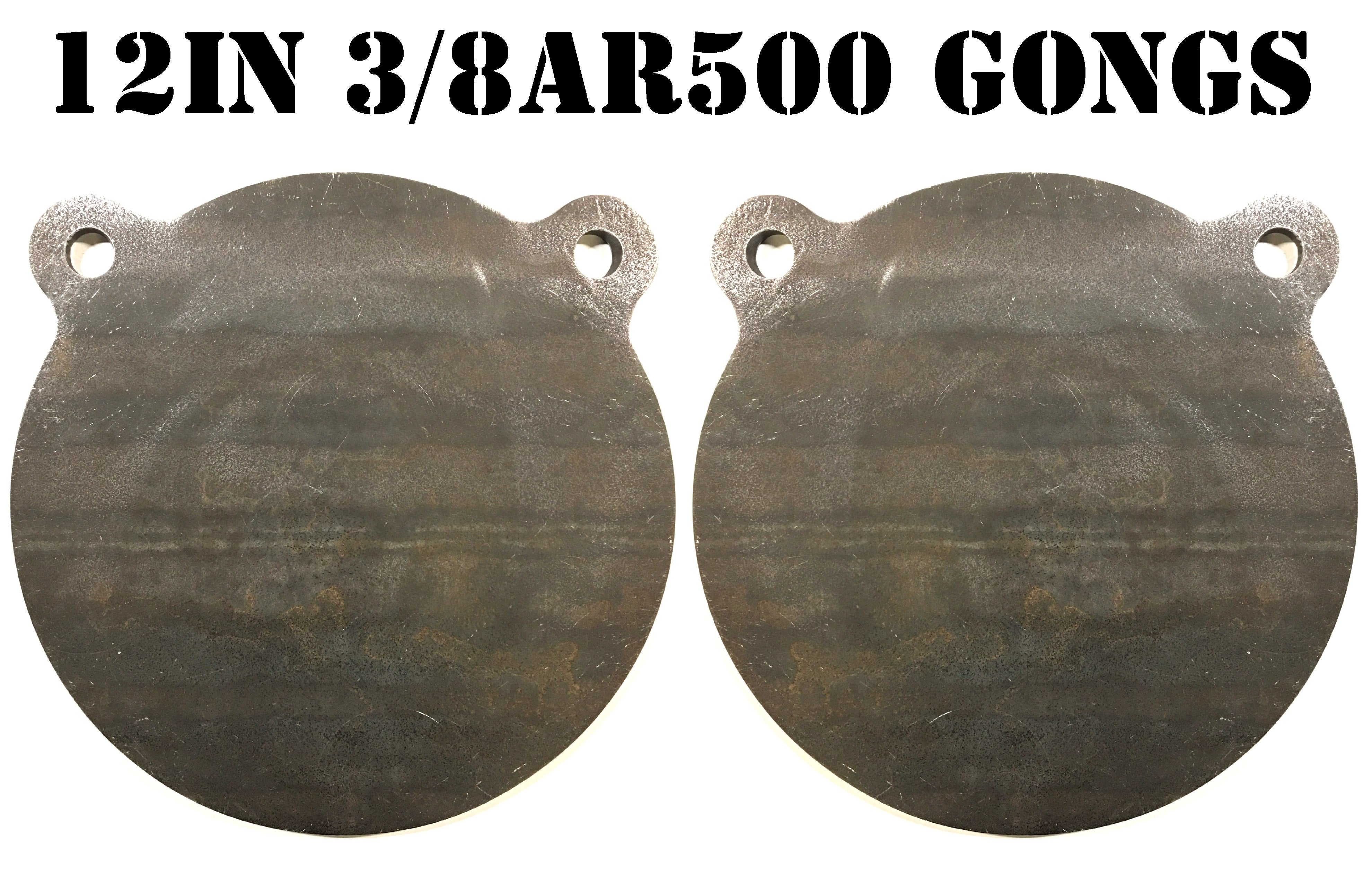 12" 3/8" AR500 2pc Gong Set - Pistol & Rifle Steel Shooting Target Sil ...