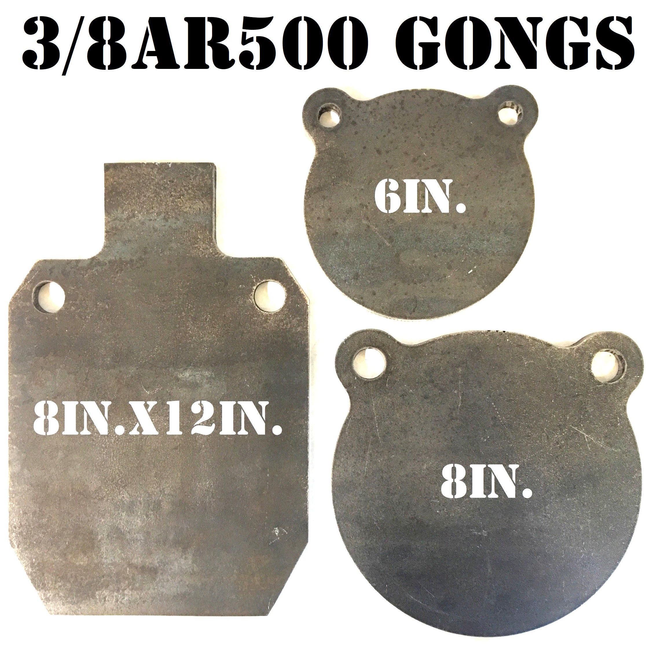 Magnum Target AR500 3/8" Steel Target Gong 3pc Set 6" 8" and 8"X12" ID