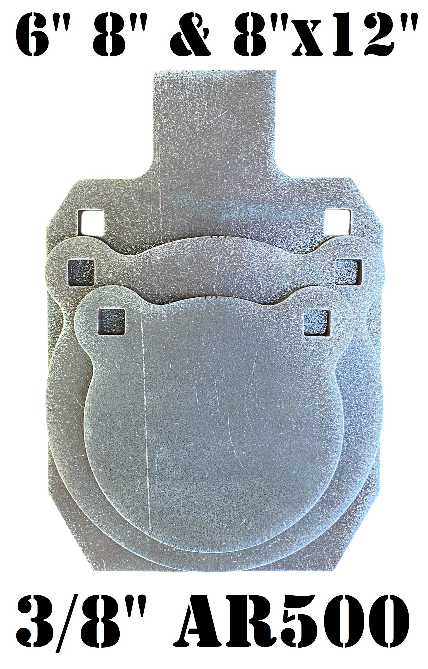 Magnum Target 3/8" AR500 Steel Target Gong 3pc Set 6" 8" and 8"X12" ID