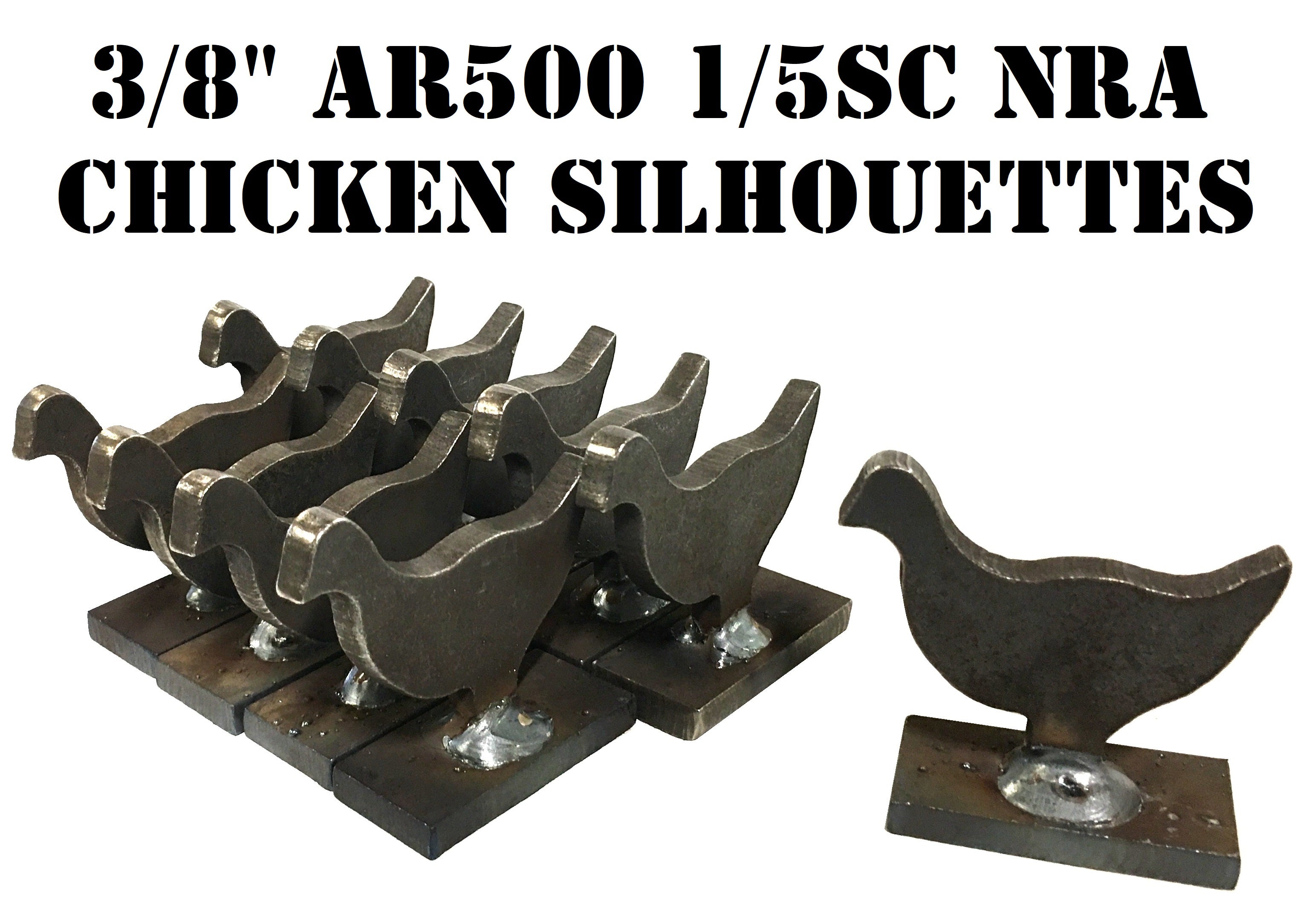 10pc 1/5sc. NRA/IHMSA 3/8" AR500 Chicken Silhouettes - .22LR/High Powe ...