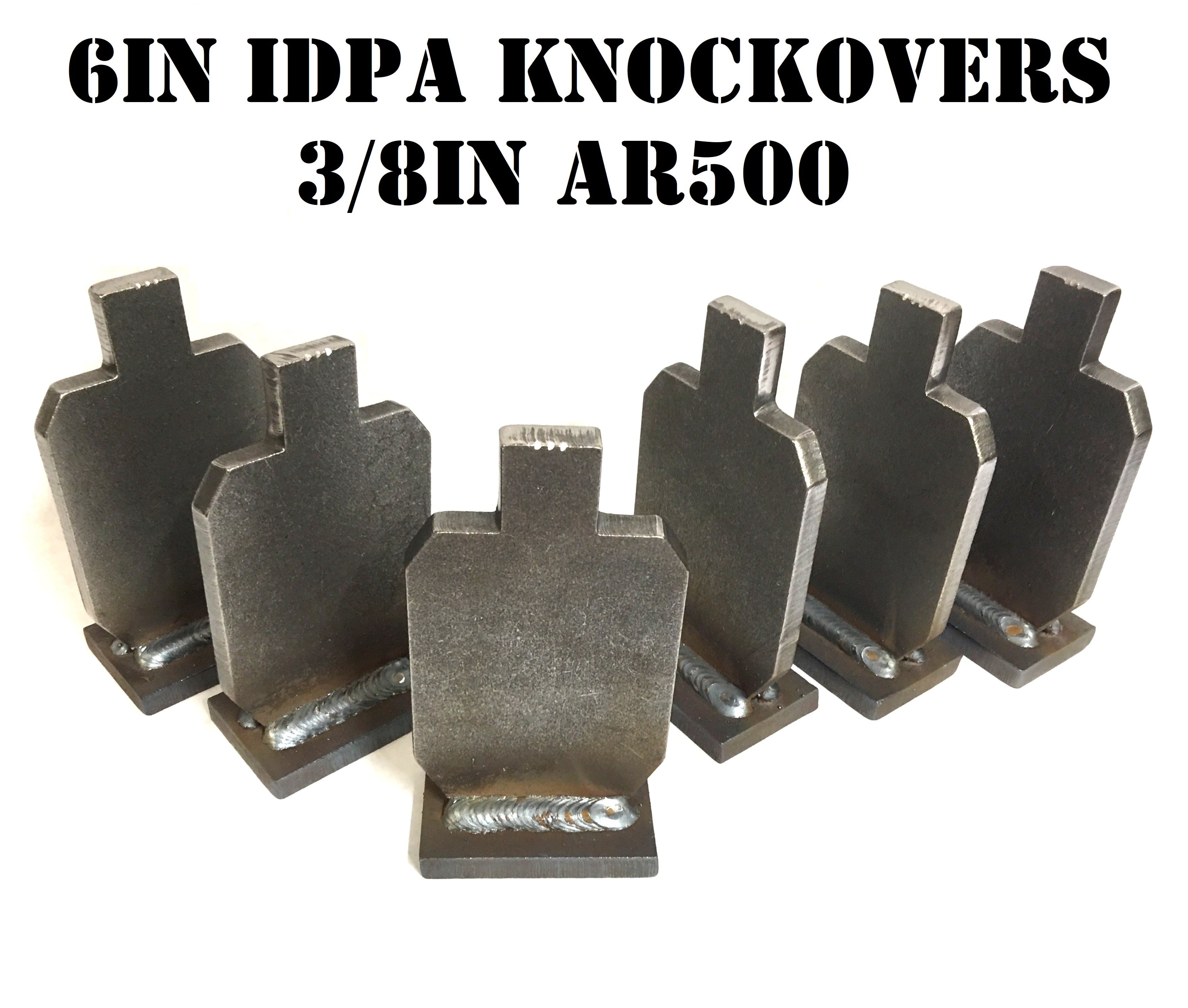 6in Tall 3/8" AR500 IDPA NRA Knockover Steel Shooting Targets - 6pc Pi ...