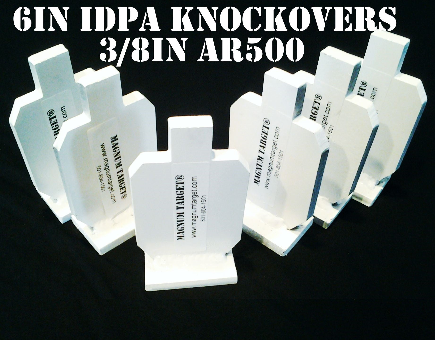 6in Tall 3/8" AR500 IDPA NRA Knockover Steel Shooting Targets - 6pc Pi ...