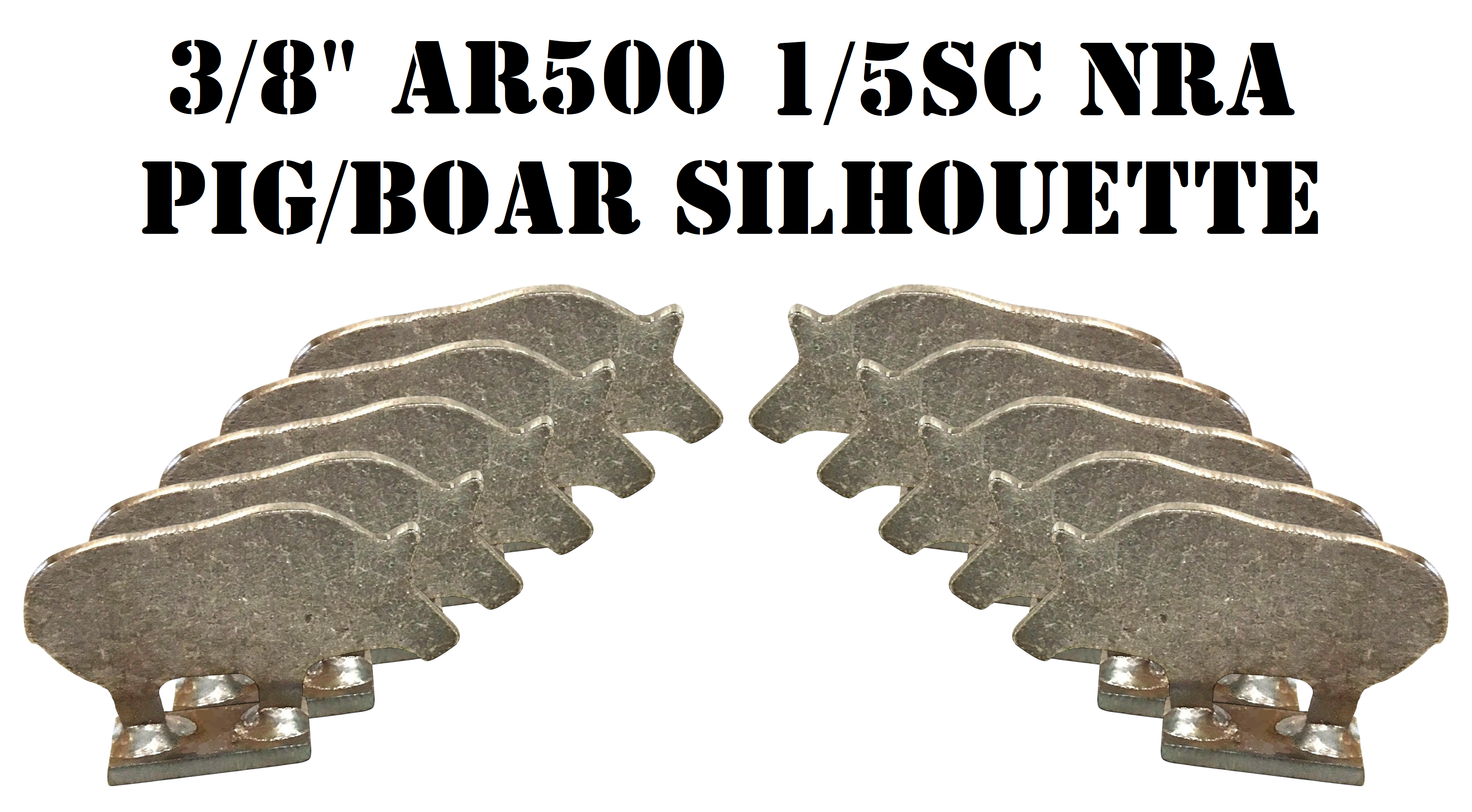 10pc 1/5sc. NRA/IHMSA 3/8" AR500 Pig/Boar Silhouettes - .22LR/High Pow ...