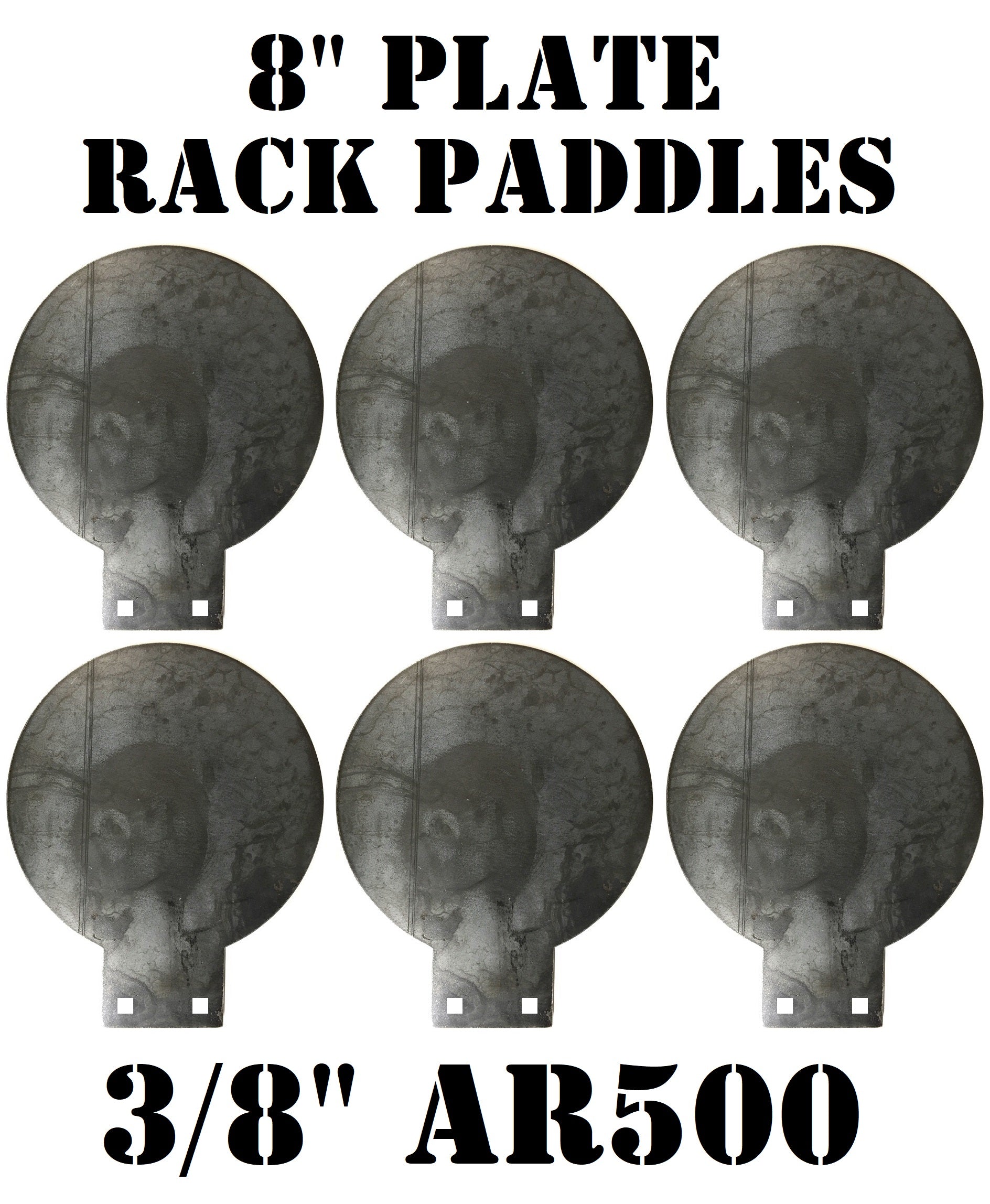 Magnum Target 3/8" AR500 8" Plate Rack Paddles with 1/2" Holes - Steel